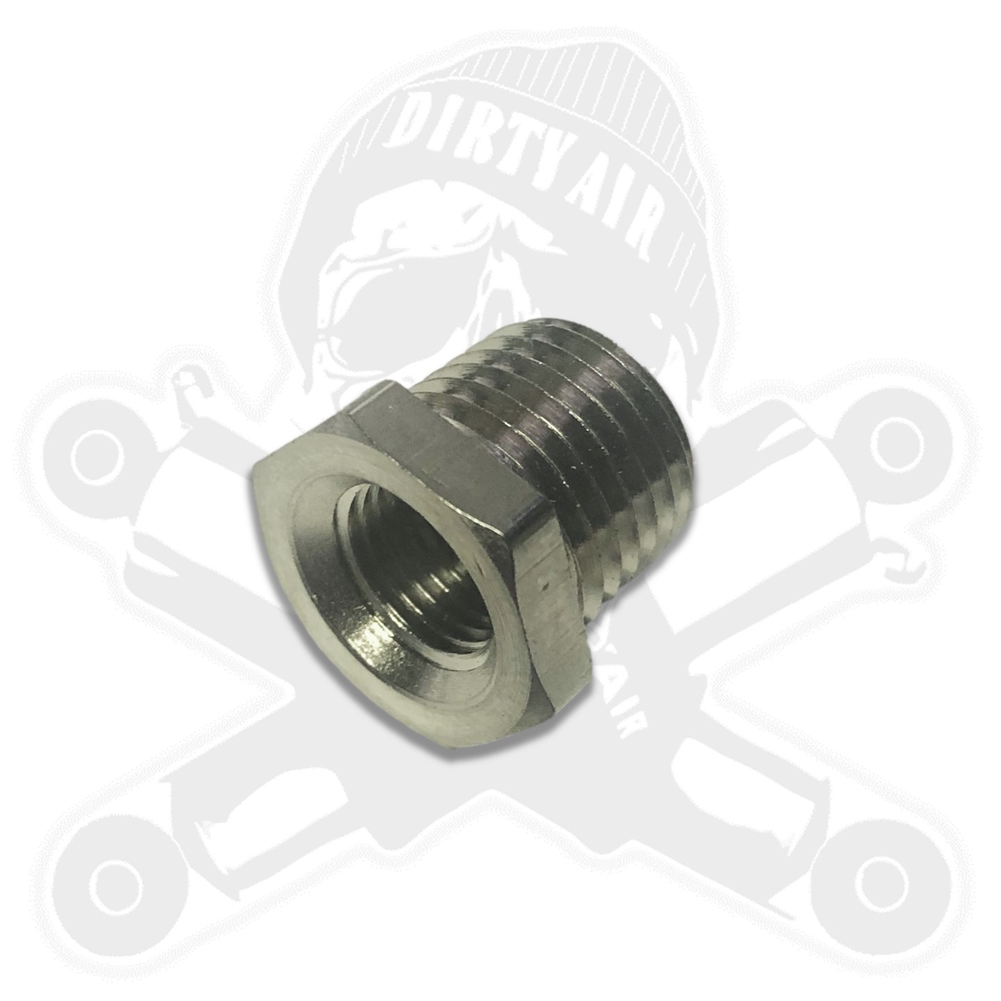 DIRTY AIR USA: Brass Bushing, 1/4"MNPT x 1/8"FNPT nickel plated